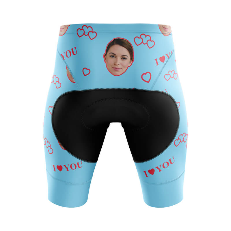 I love you Custom Face Shorts (blue) – Bicycle Booth